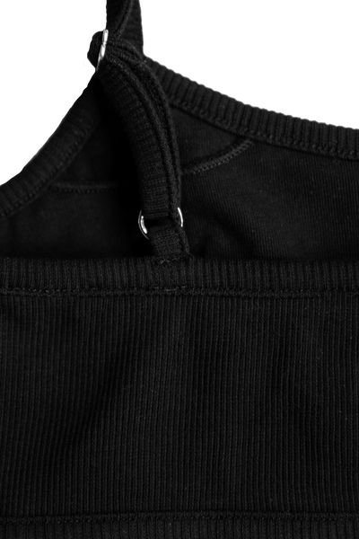 G-Tang Top in Black, Cotton Rib Bra Top with Strap | MARIEYAT